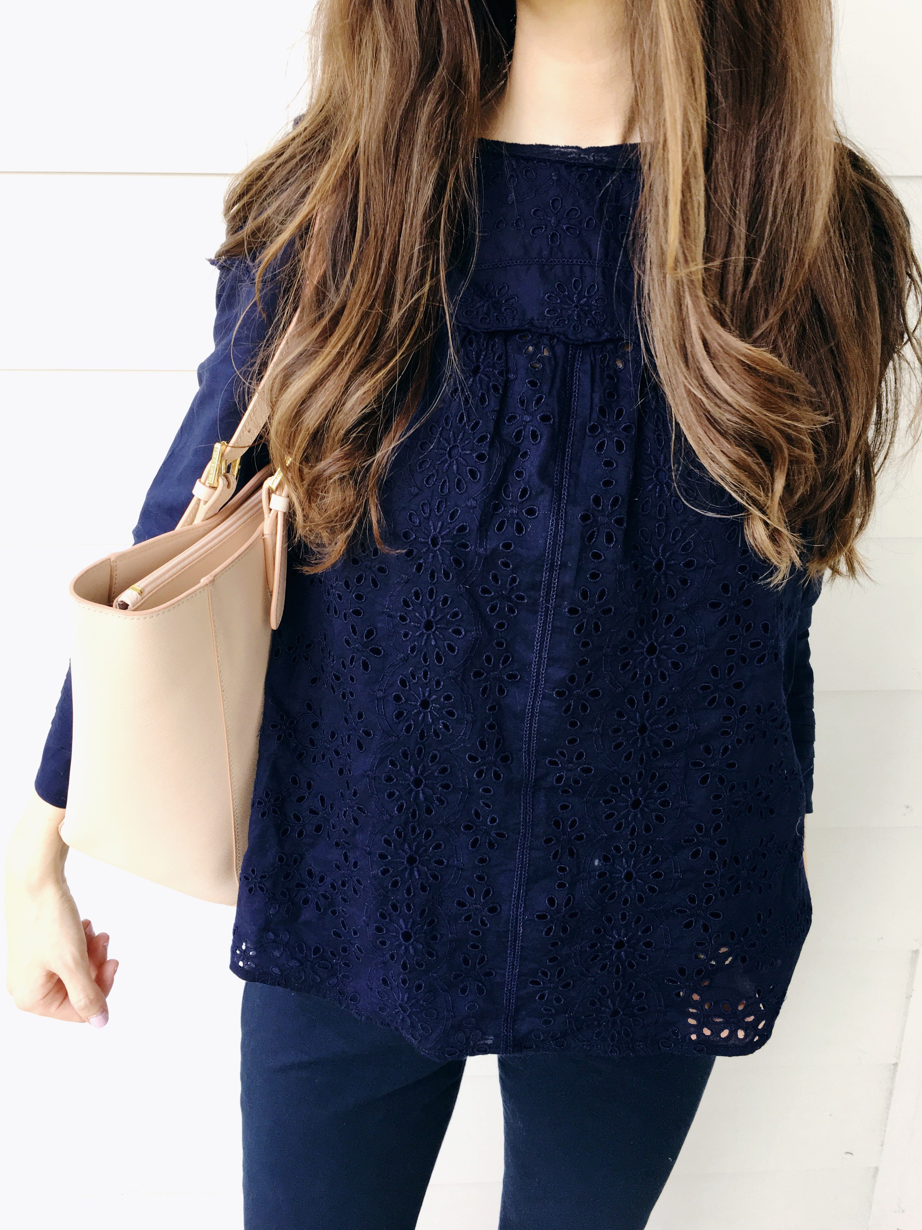 Navy Eyelet Top - Veronika's Blushing