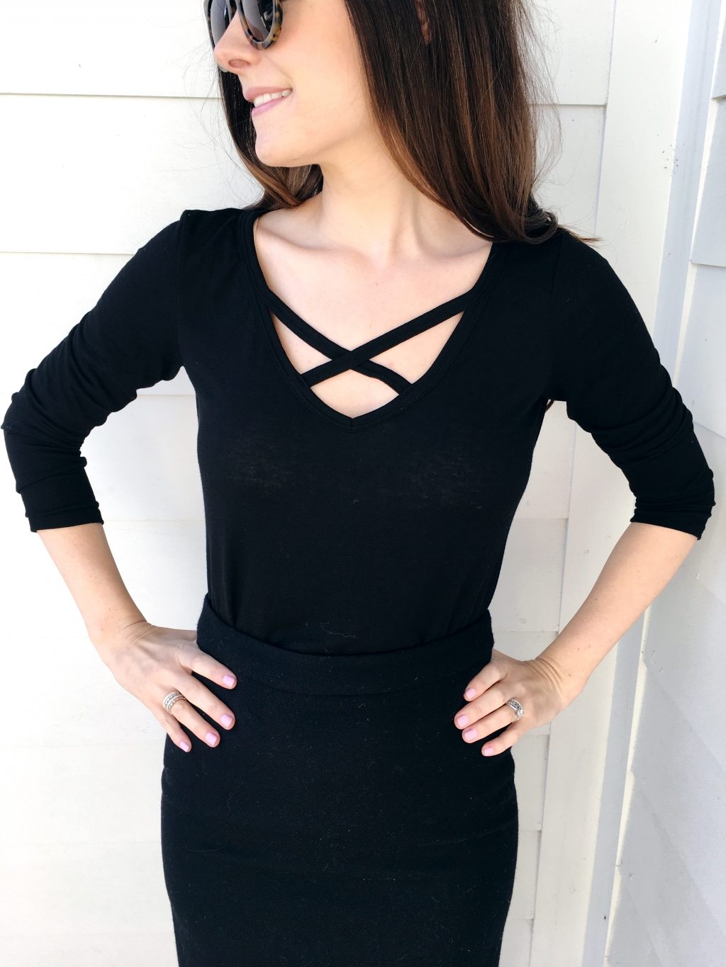 Cross Front Tee - Veronika's Blushing