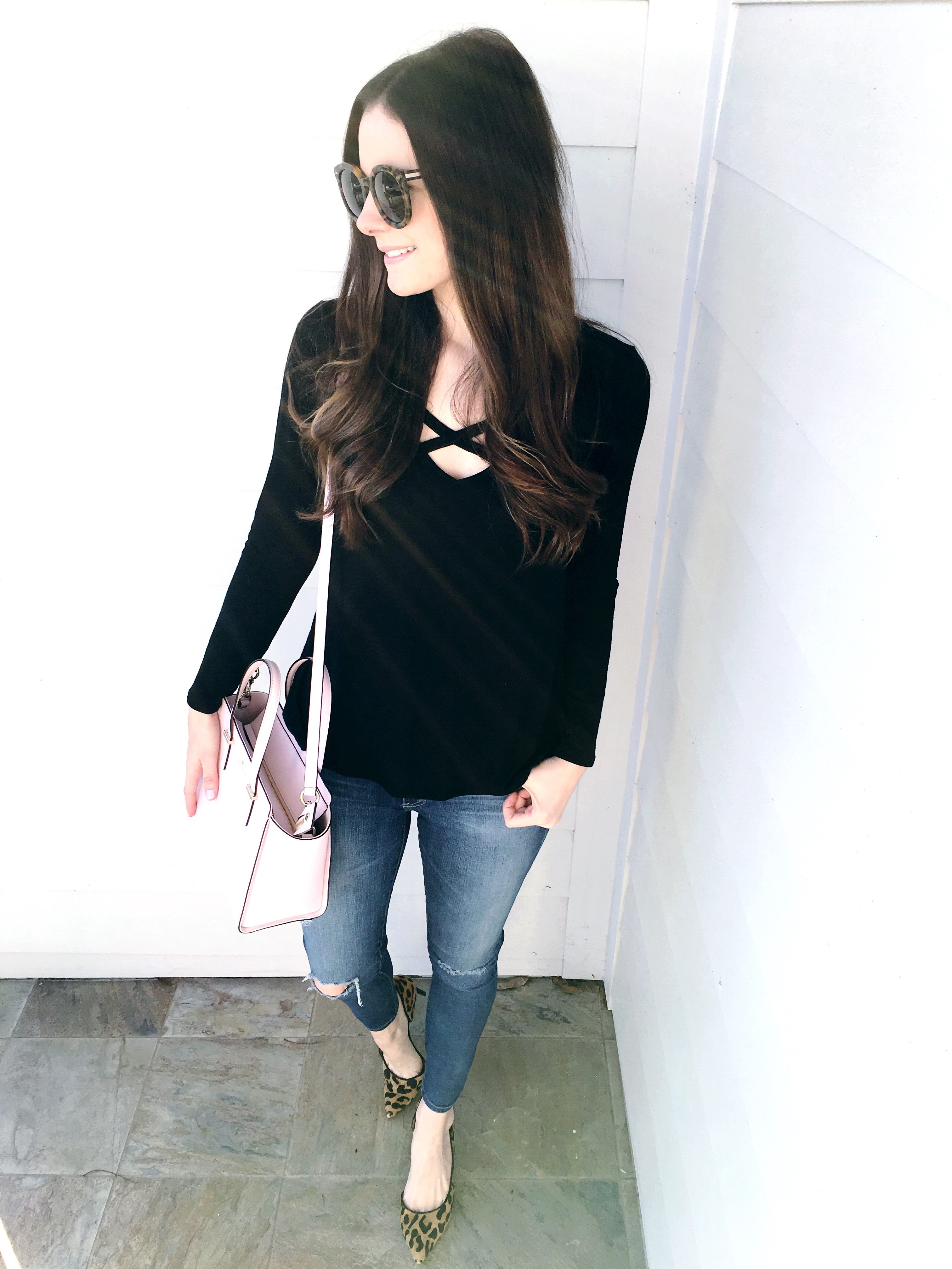 Cross Front Tee - Veronika's Blushing