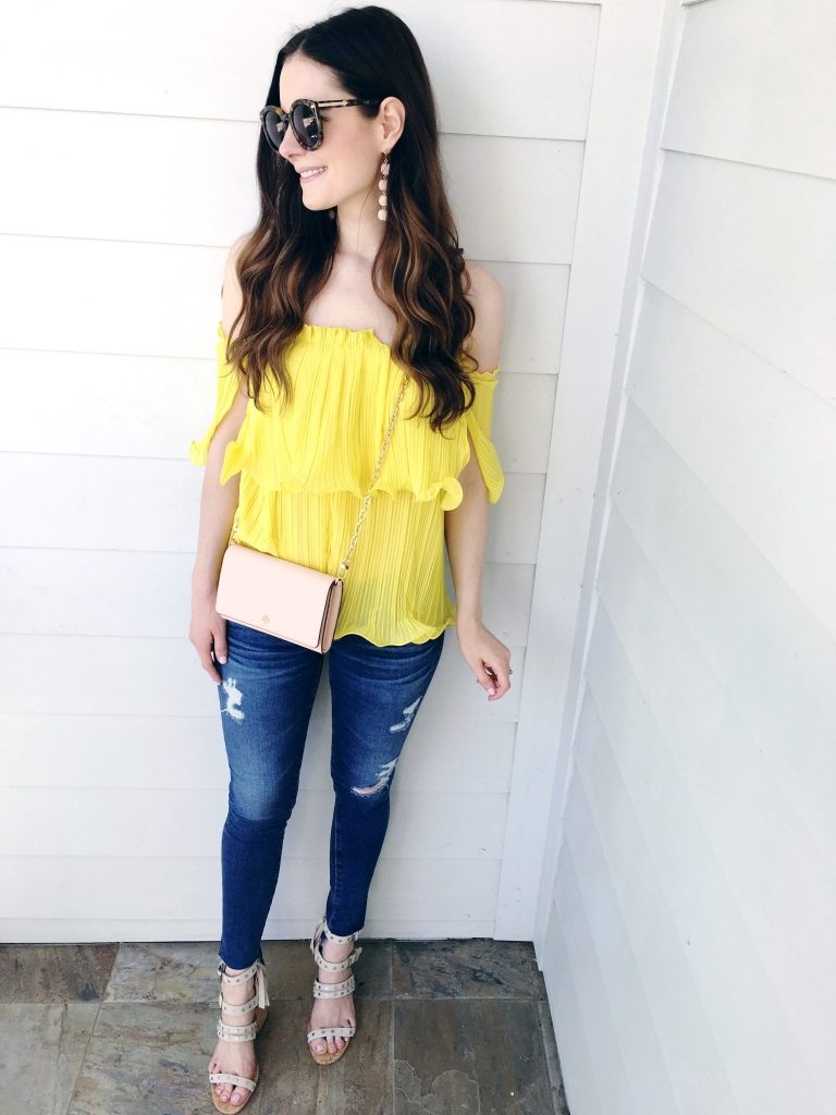 Yellow Off the Shoulder Top - Veronika's Blushing
